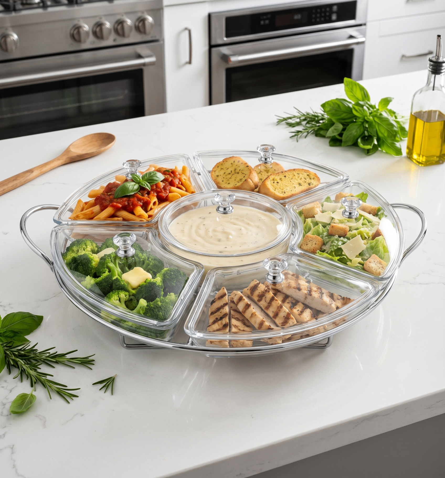 SpinChef™ 360° Rotating Serving Tray — Premium Chafing Dish
